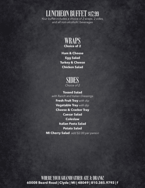 Menu - The Dorsey House