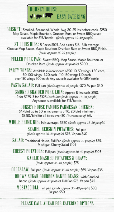 Menu - The Dorsey House