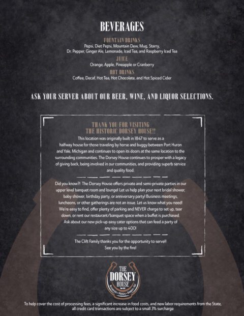 Menu - The Dorsey House