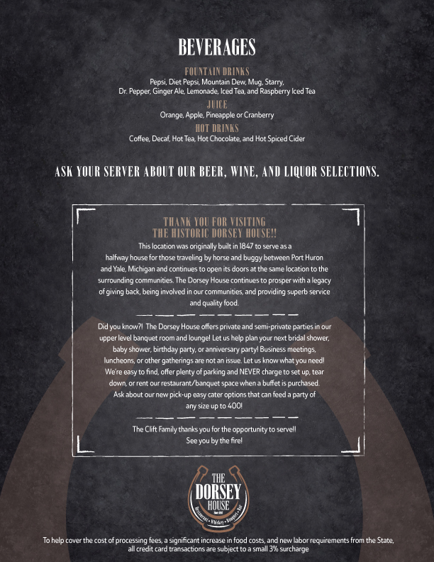 Menu - The Dorsey House
