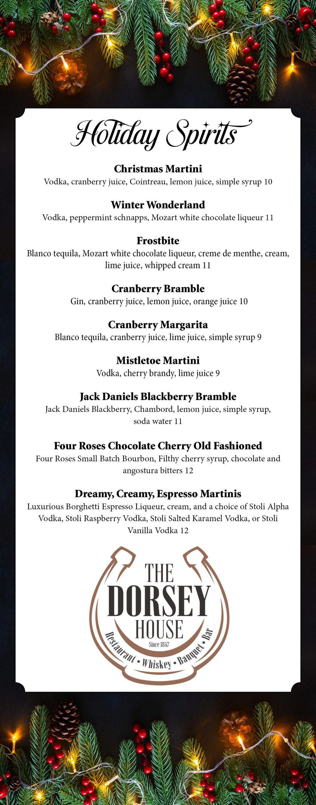 Menu - The Dorsey House