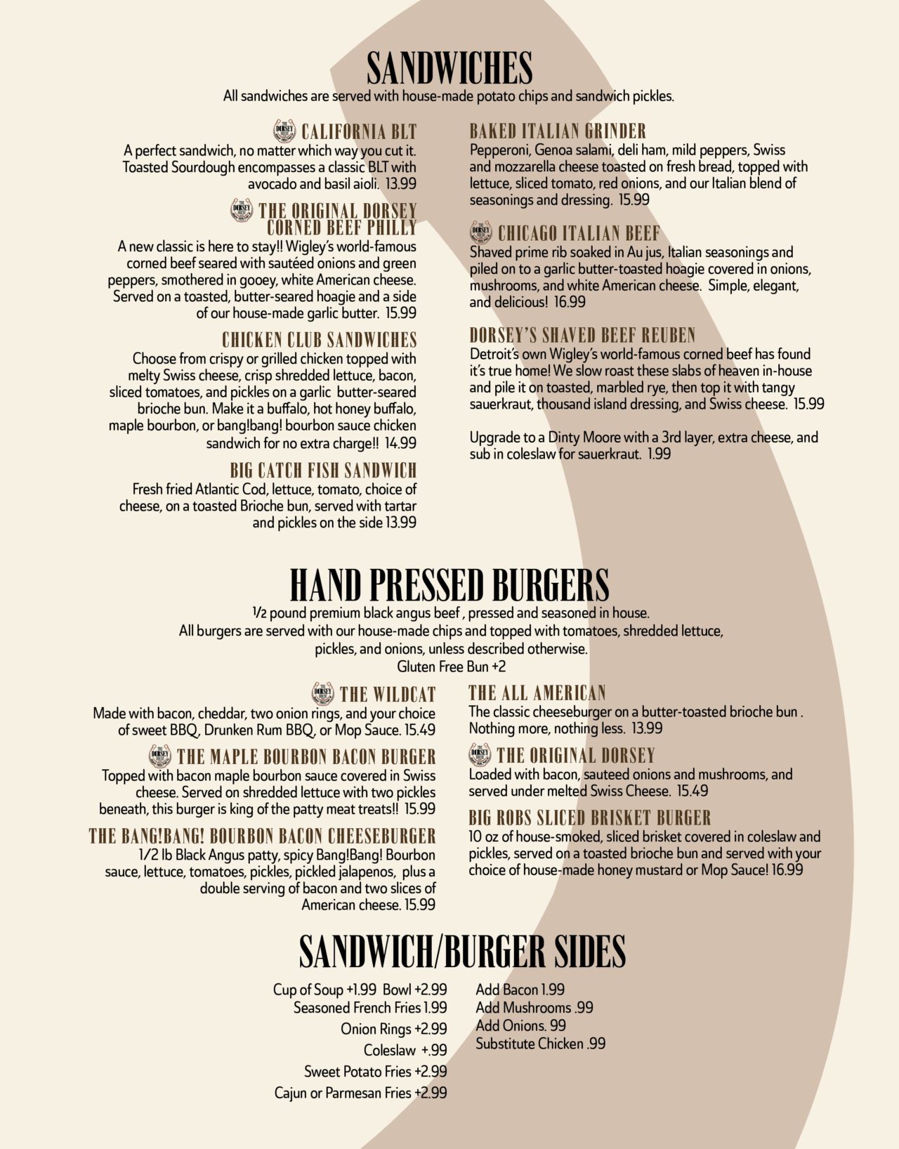 Menu - The Dorsey House