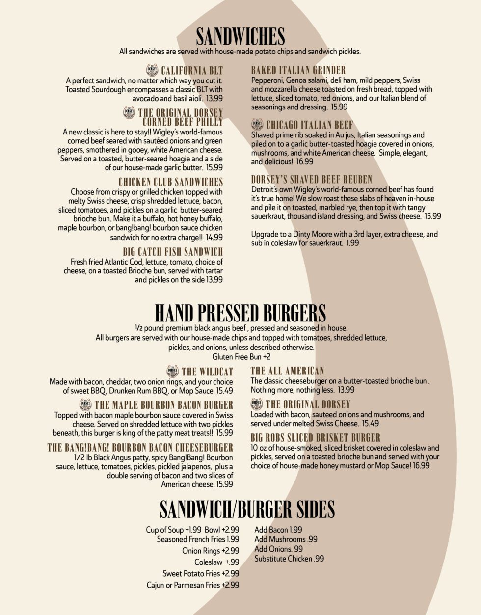 Menu - The Dorsey House