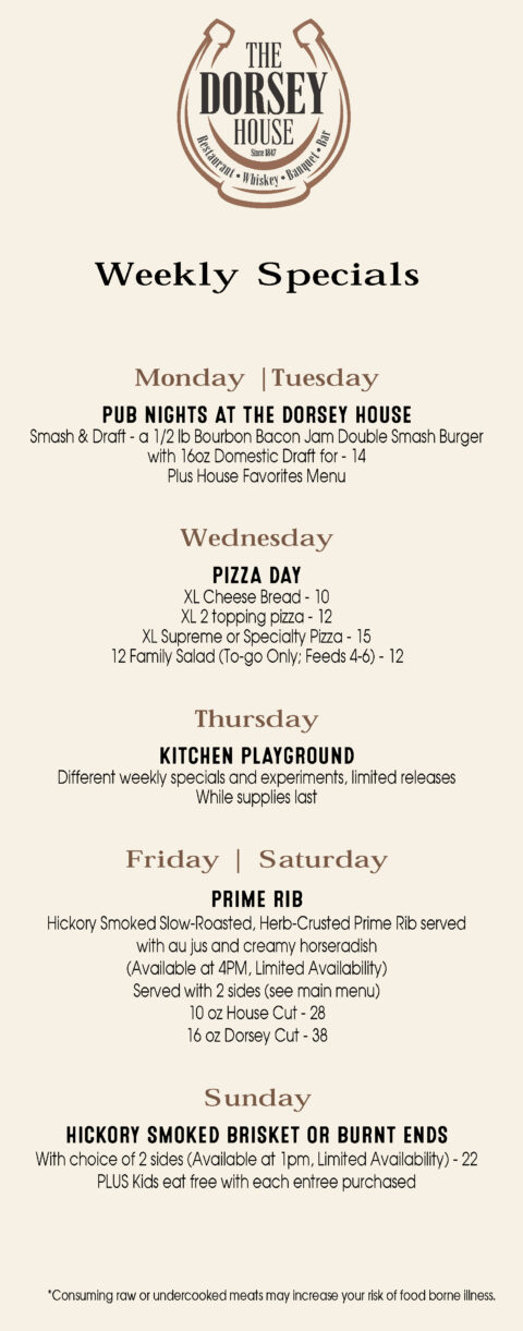 Menu - The Dorsey House