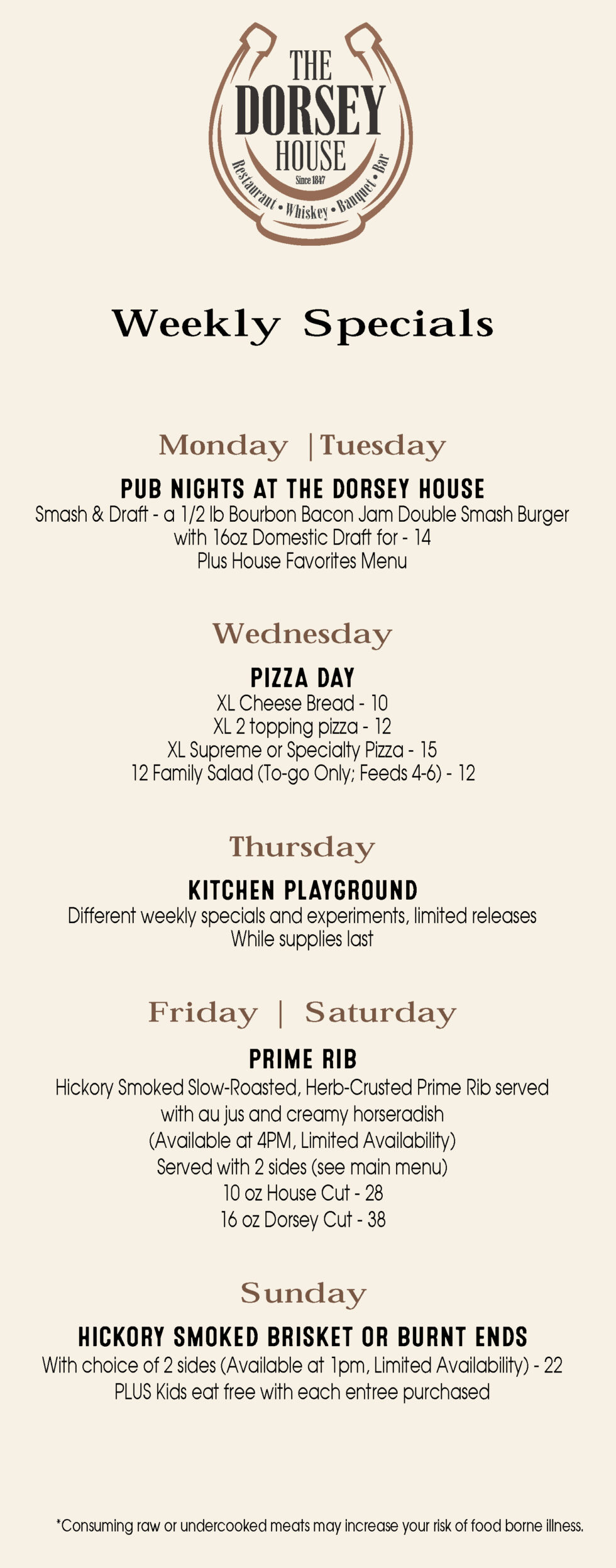 Menu - The Dorsey House