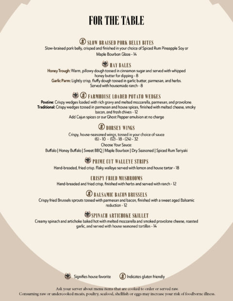 Menu - The Dorsey House